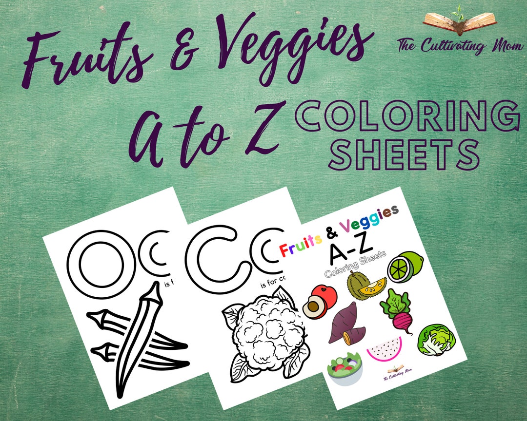 Fruit & Veggies A-Z Coloring Sheets [ Digital Download] - Etsy