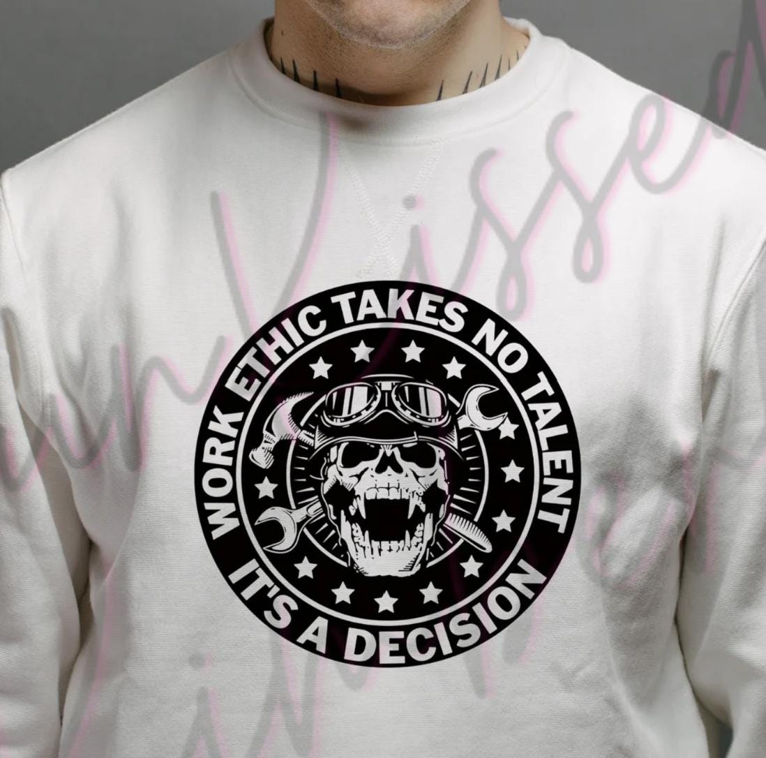 Blue Collar Skull Logo Clipart – "work Ethics Takes No Talent, It's a ...