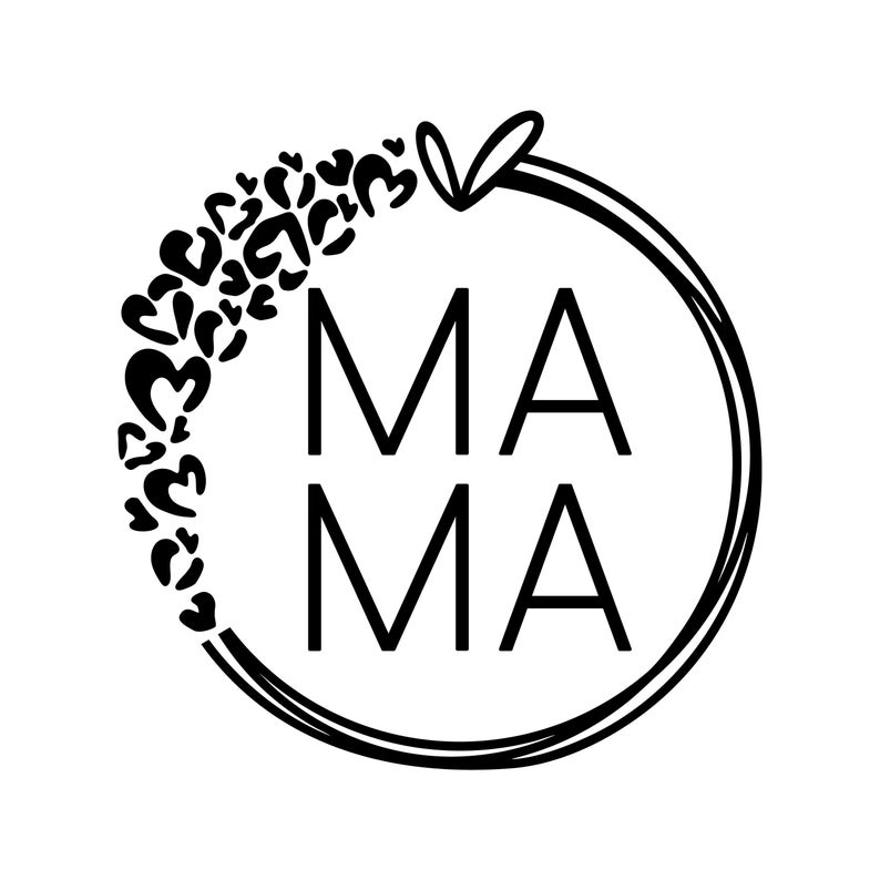 Mama Circle Heart Leopard Print Digital Files - Etsy