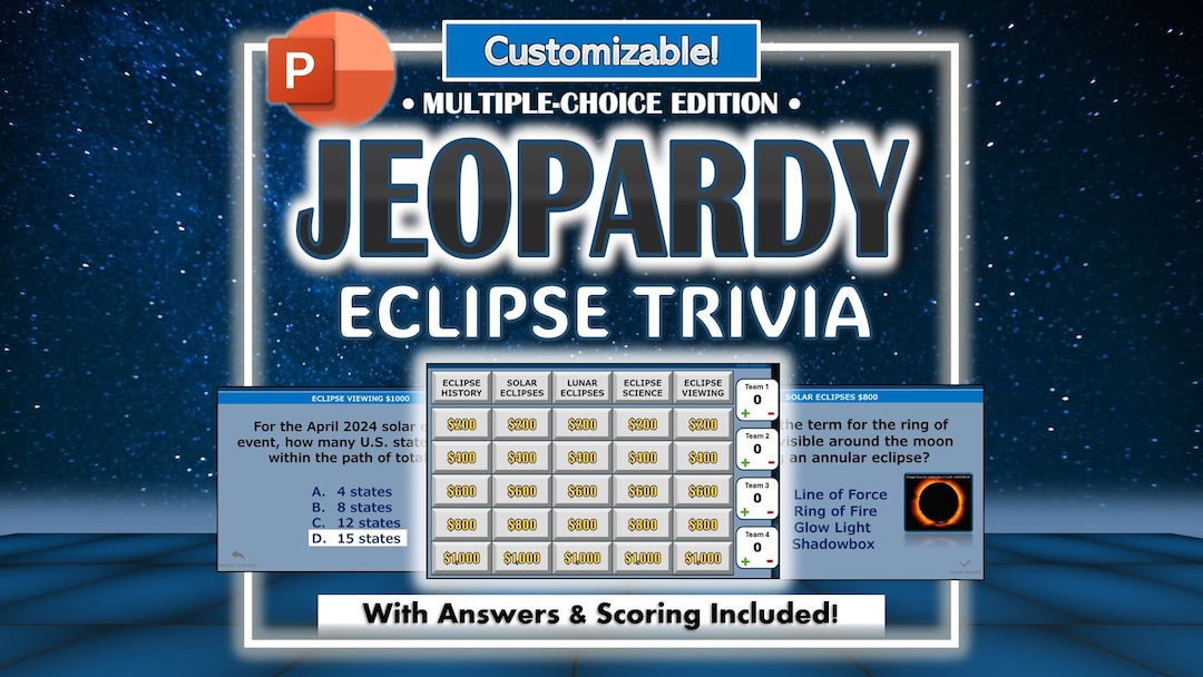 Eclipse Jeopardy Trivia Game for Powerpoint - Digital Resource Activity ...