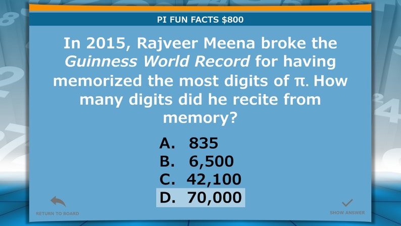 Pi Day Jeopardy Trivia Game: Customizable Powerpoint (digital Learning ...