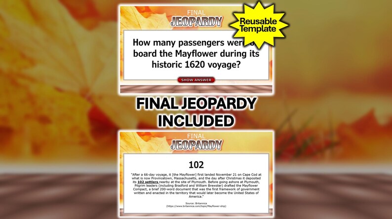 Thanksgiving Jeopardy Game: Customizable Trivia Powerpoint (digital ...