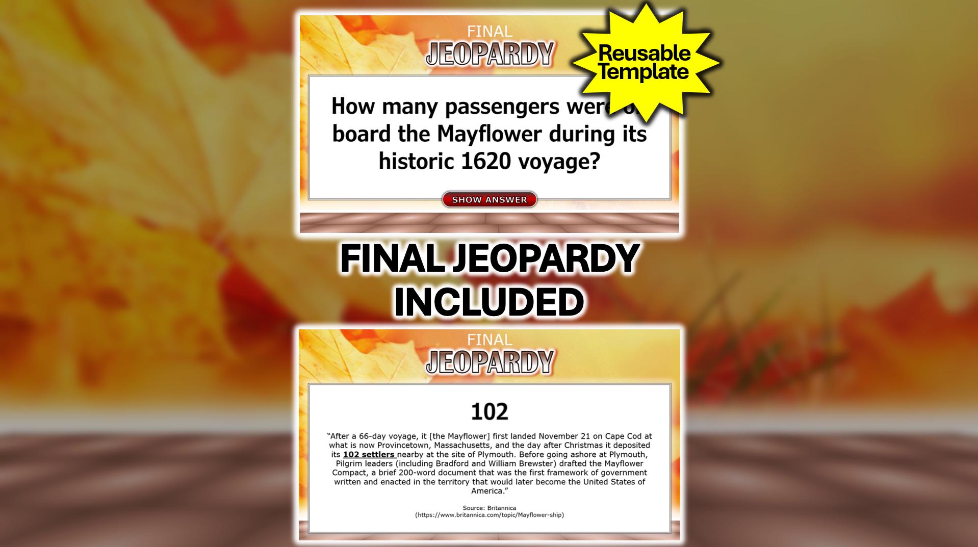 Thanksgiving Jeopardy Game: Customizable Trivia Powerpoint (digital ...
