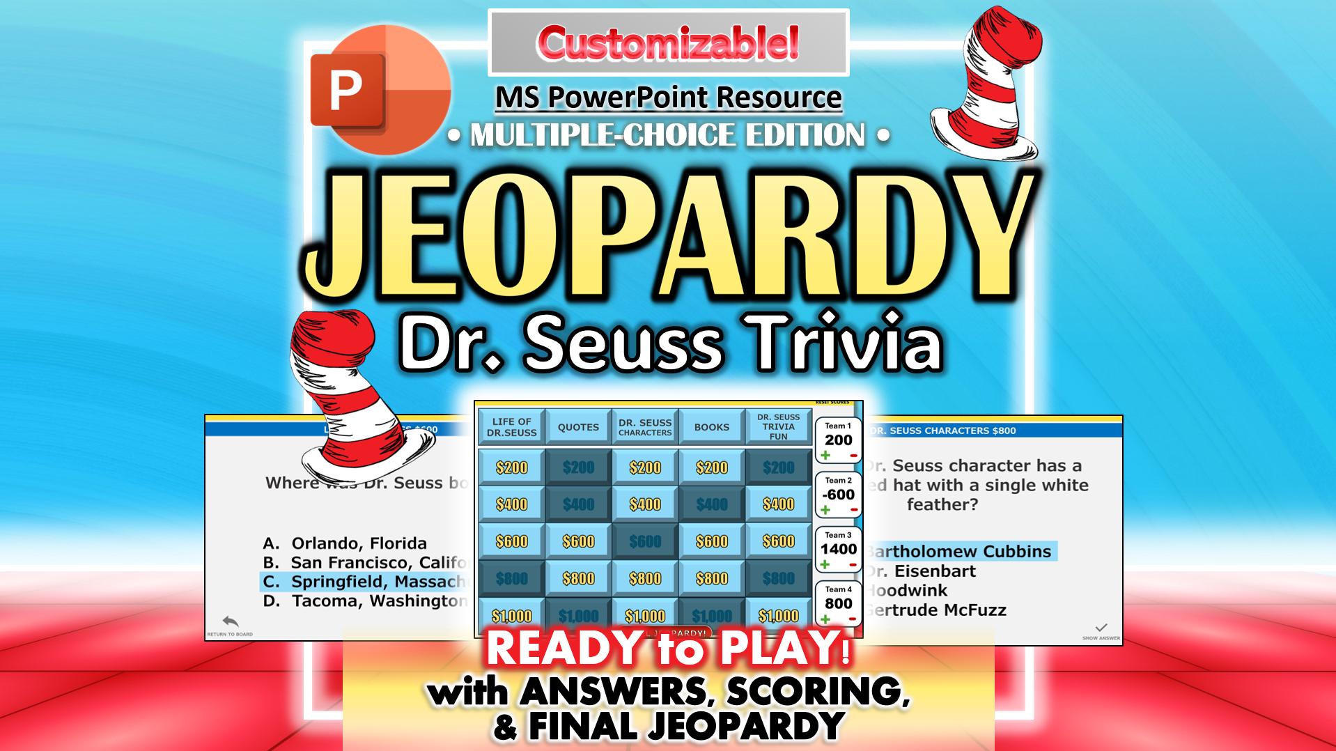 Dr. Seuss Day Jeopardy Trivia Game - for Powerpoint, Customizable With ...
