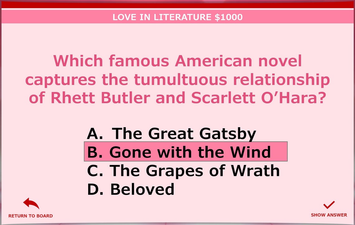 Valentine's Day Trivia Jeopardy Powerpoint Game With Scoring ...