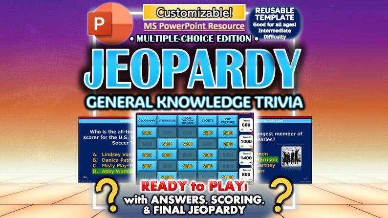 Interactive Jeopardy Powerpoint Game: Customizable Trivia Template ...