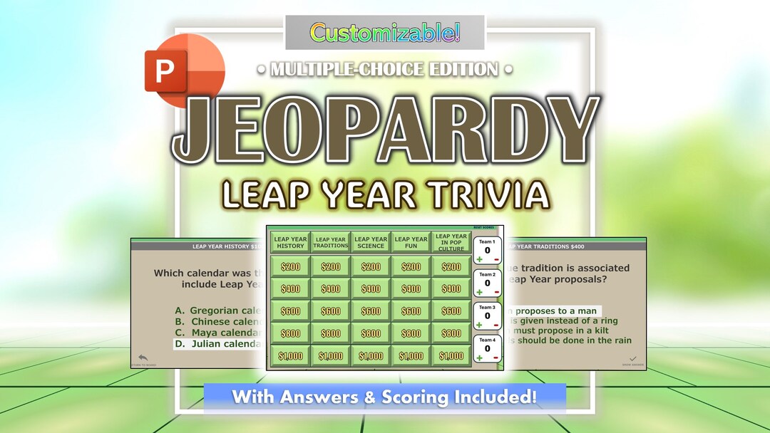 Leap Day Jeopardy Trivia Game With Scoring, and Customizable .ppt ...