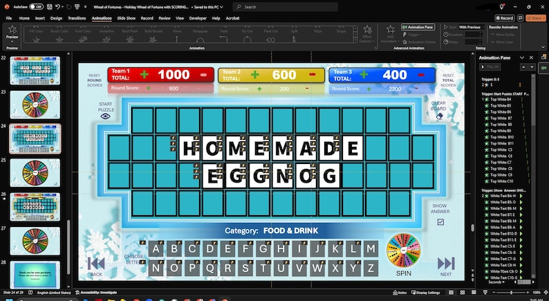 Christmas Wheel of Fortune Game: Holiday Powerpoint (digital .pptm) - Etsy