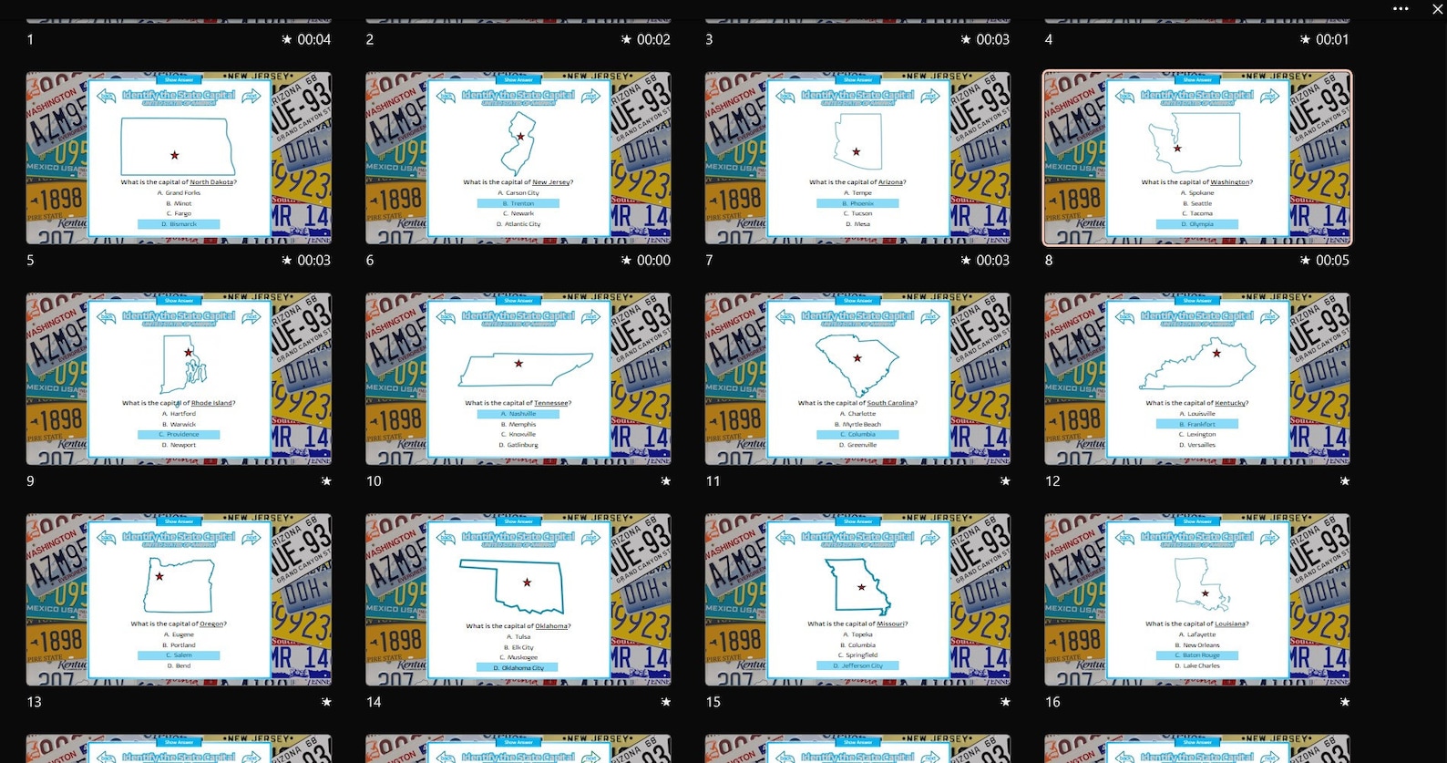 50 State Capitals Multiple Choice PPT Game | Etsy
