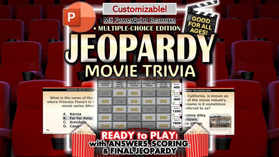 Digital Movie Trivia Jeopardy Game for Powerpoint (editable) - Etsy