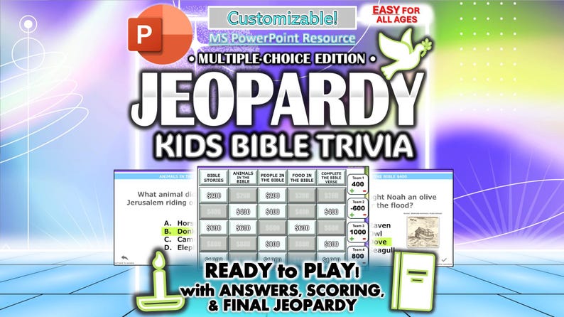 Kids Bible Trivia Jeopardy Game: Interactive Powerpoint (customizable ...