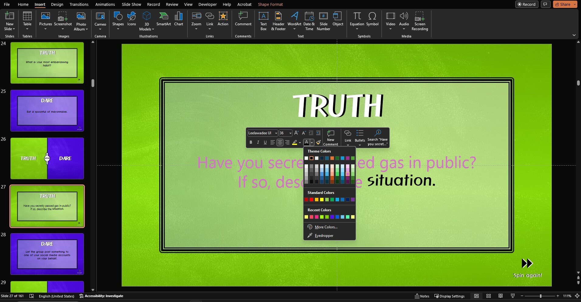 Truth or Dare: Digital Game! - Good for All Ages (powerpoint) - Etsy