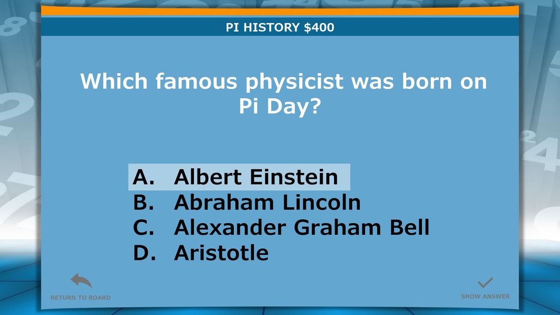 Pi Day Jeopardy Trivia Game: Customizable W/ Scoring Powerpoint Digital ...