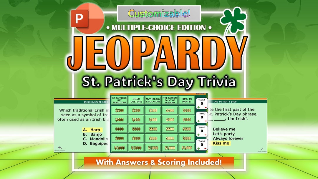St. Patrick's Day Jeopardy Trivia Game Powerpoint Resource Activity ...