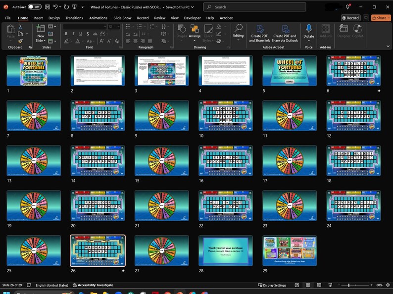 Wheel of Fortune Powerpoint Game: 10 Classic Puzzles (digital Download ...