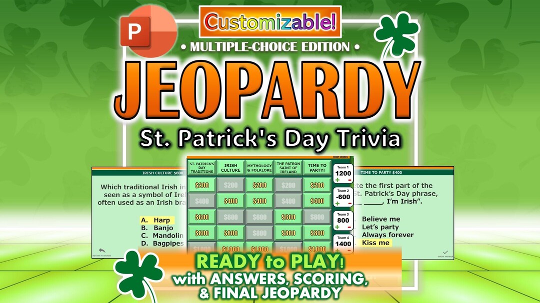 St. Patrick's Day Jeopardy Trivia Game - Powerpoint Resource Activity ...