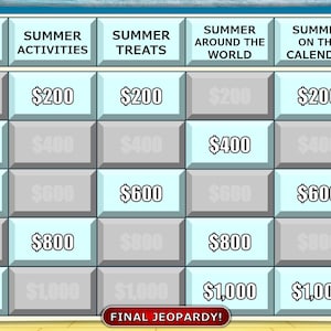 Summer Fun Jeopardy Trivia - Digital Party Game, Customizable Resource ...