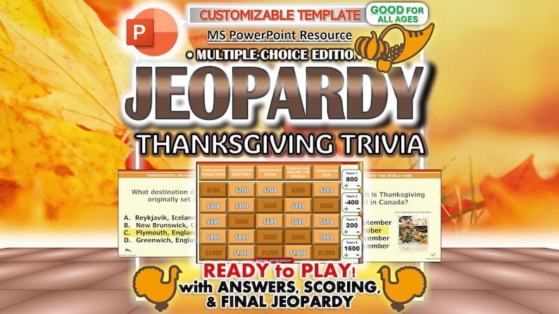 Thanksgiving Jeopardy Game: Customizable Trivia Powerpoint (digital ...