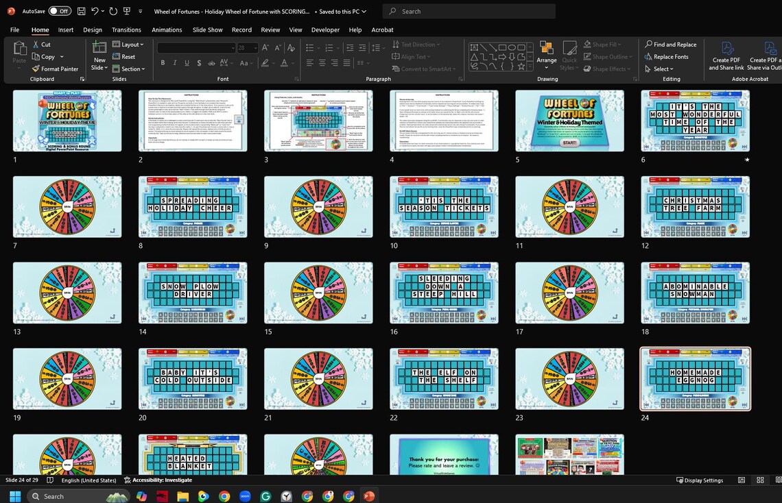 Christmas Wheel of Fortune Game: Holiday Powerpoint (digital .pptm) - Etsy