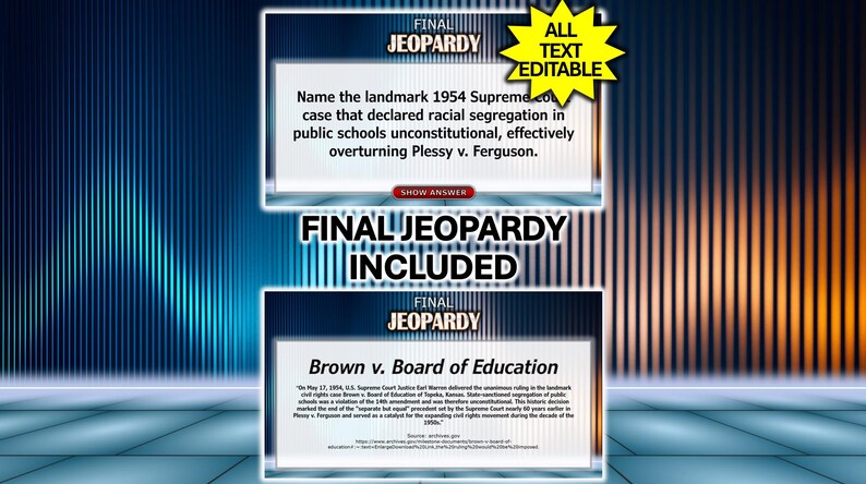 High School Jeopardy Powerpoint Game: Editable Trivia Template (digital ...