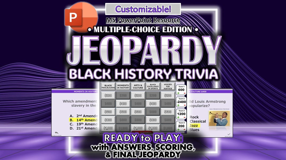 Black History Month Jeopardy Game: Digital Classroom Trivia (MS ...