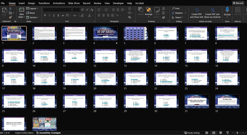 Solar System Digital Jeopardy Review Game - Fun Customizable Template ...