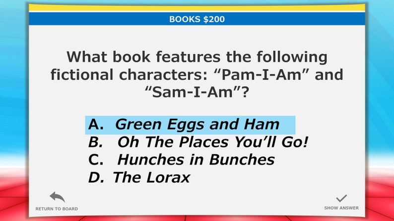 Dr. Seuss Day Jeopardy Trivia Game: Customizable Powerpoint (digital ...
