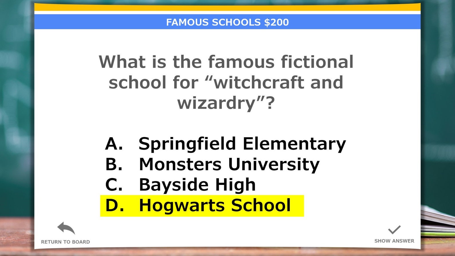 Jeopardy - "back to School" Digital Trivia Game (for MS Powerpoint ...