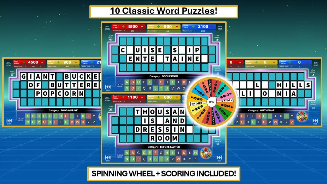 Wheel of Fortune Powerpoint Game: 10 Classic Puzzles (digital Download ...