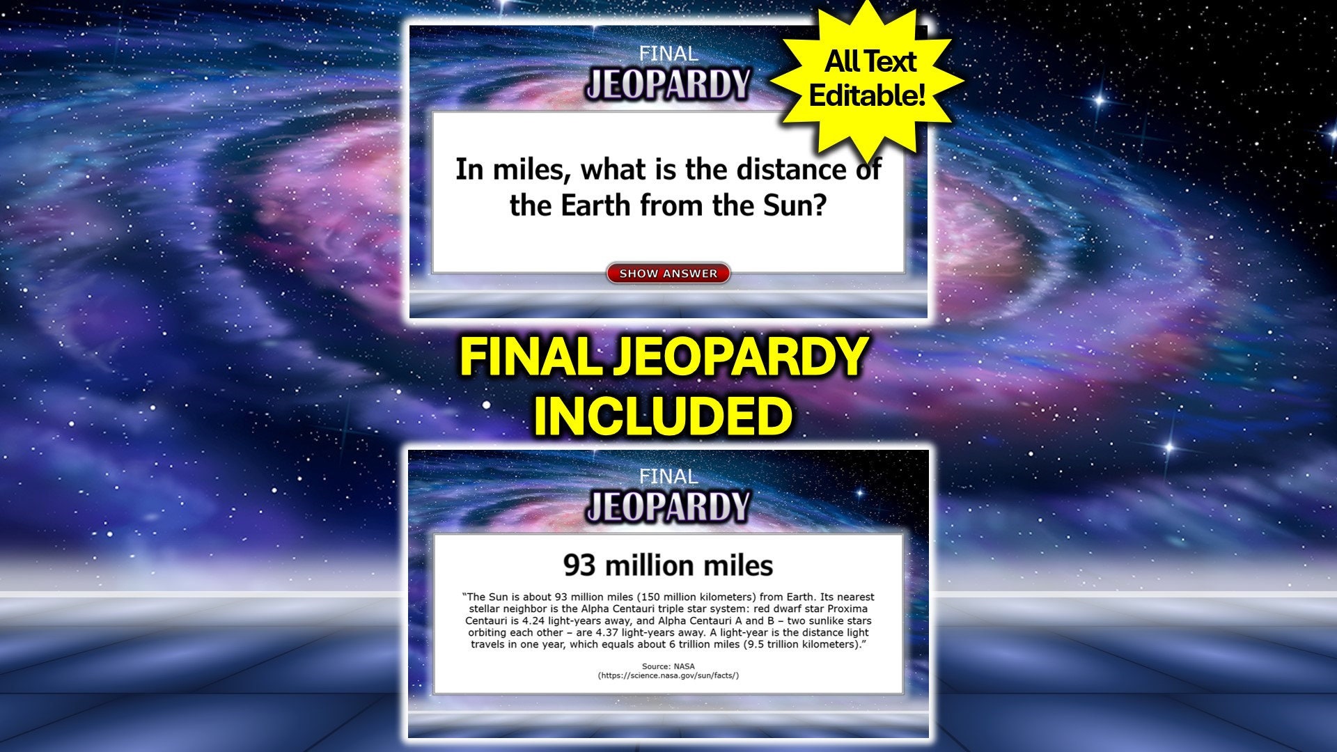 Solar System Digital Jeopardy Review Game - Fun Customizable Template ...