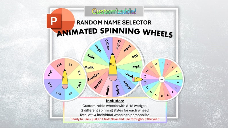 Customizable Random Spinning Wheel Selectors for Microsoft Powerpoint ...