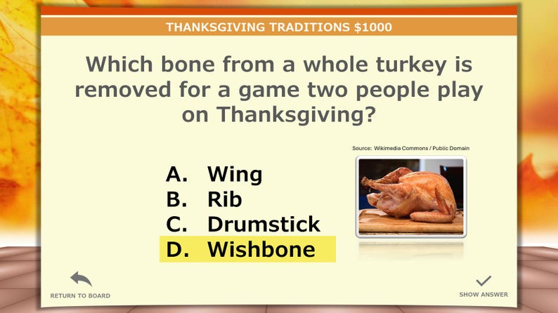 Thanksgiving Jeopardy Game: Customizable Trivia Powerpoint (digital ...