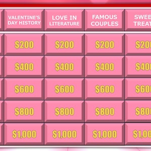 Valentine's Day Trivia - Jeopardy Powerpoint Game With Scoring ...