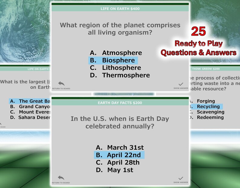 Earth Day Jeopardy Trivia Game - Digital Resource Activity for ...