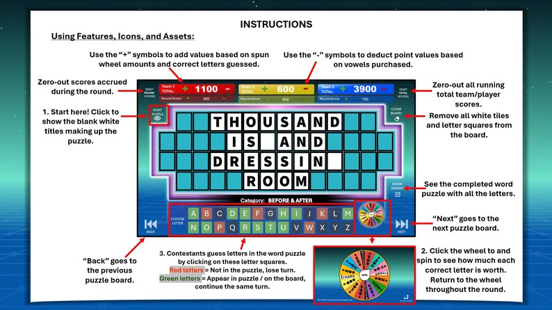 Wheel of Fortune Powerpoint Game: 10 Classic Puzzles (digital Download ...