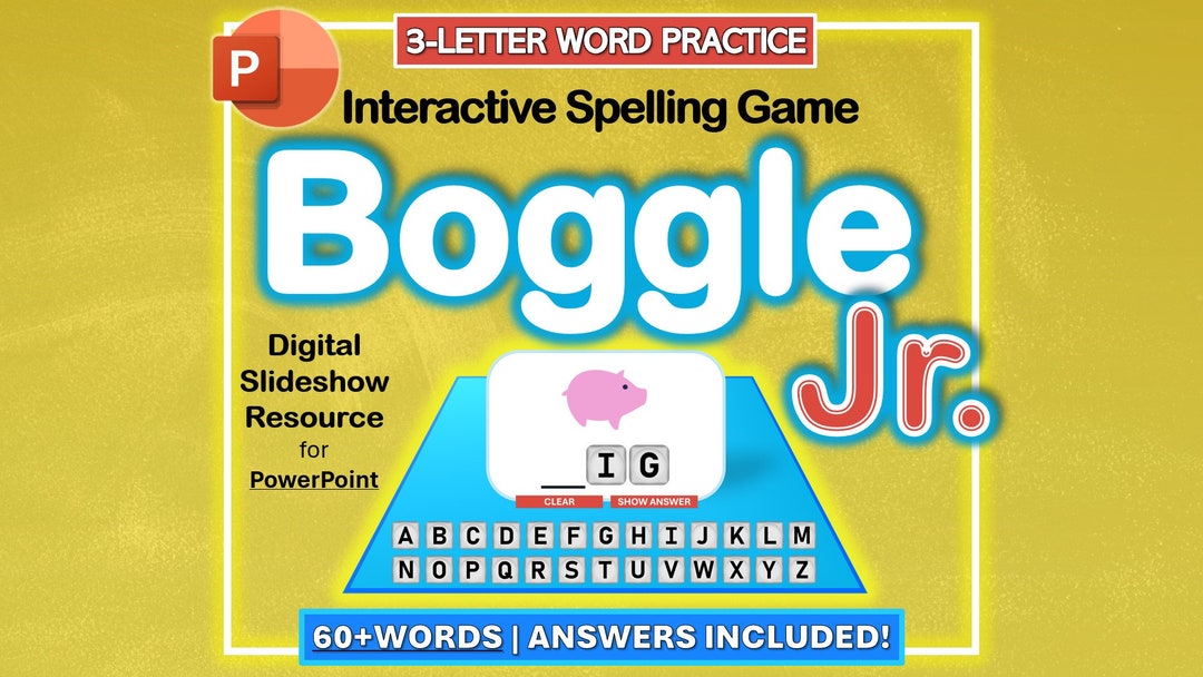 Boggle Jr. Powerpoint Game Interactive Spelling Activity 3 Letter Word ...