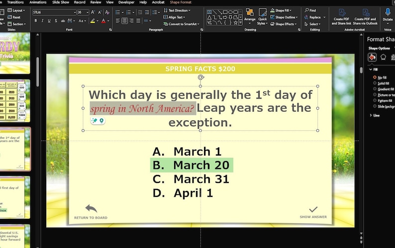 1st Day of Spring Jeopardy Game - Digital Powerpoint Activity With ...