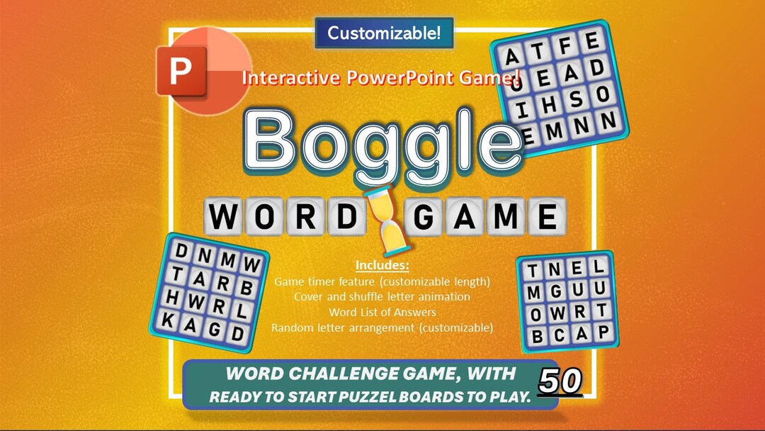 Boggle Virtual Letter Spelling Word Game With Answers powerpoint - Etsy UK