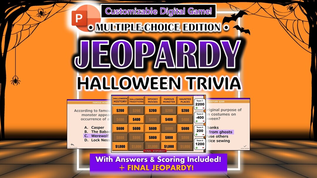 Halloween Jeopardy Trivia Game: Digital Powerpoint (editable .pptx) - Etsy