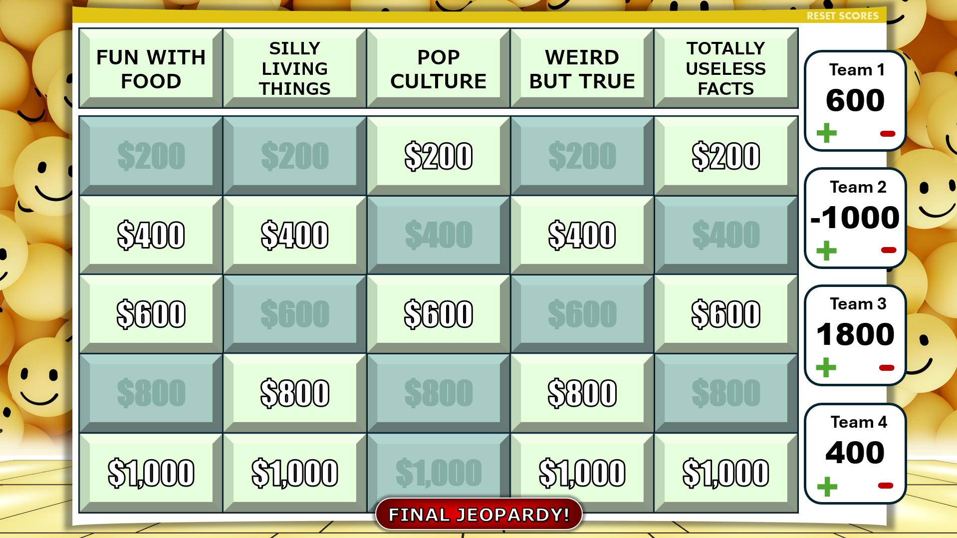 Jeopardy Powerpoint Game: Fun Trivia Template With Scoring (digital ...