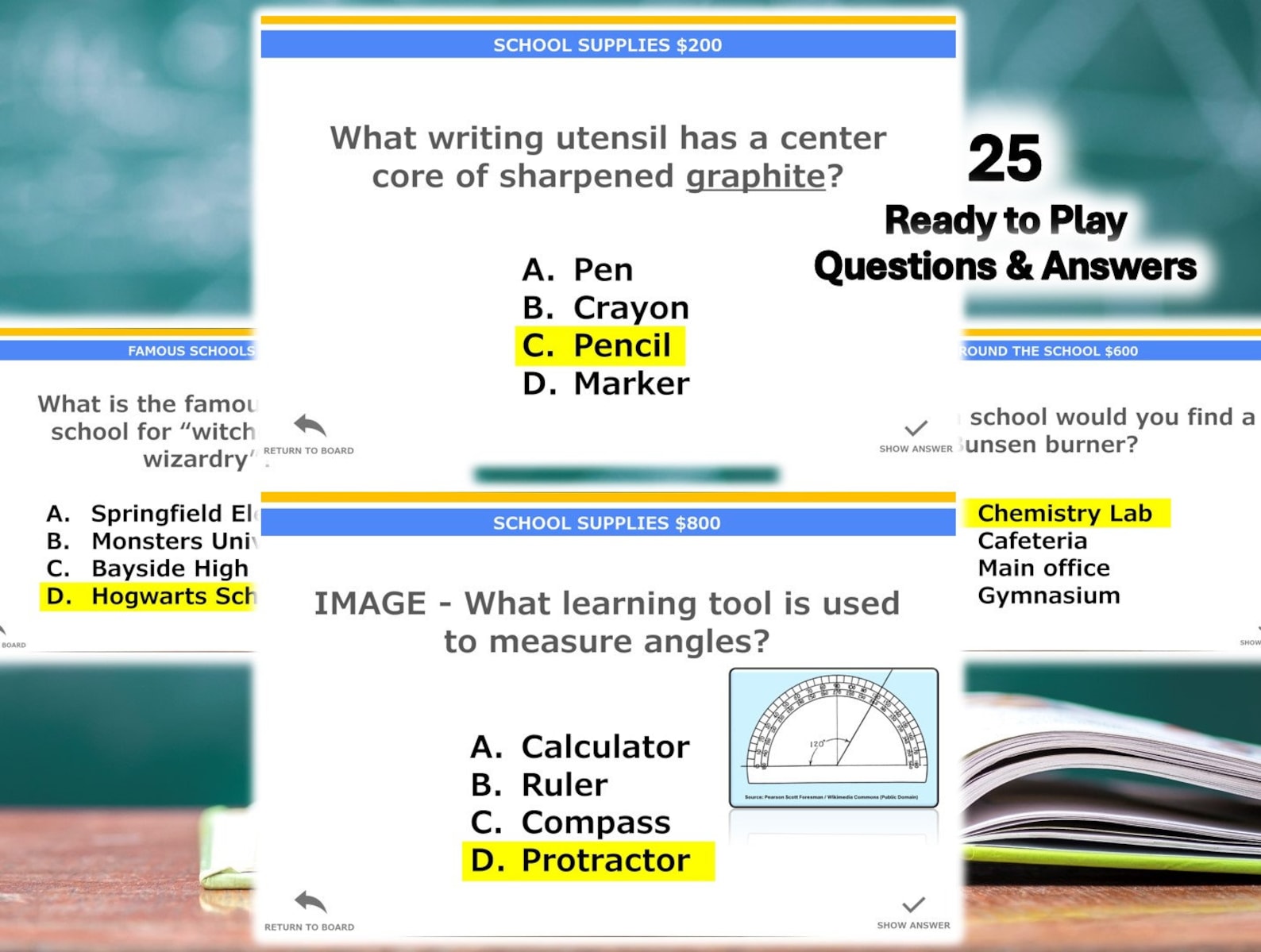 Jeopardy - "back to School" Digital Trivia Game (for MS Powerpoint ...
