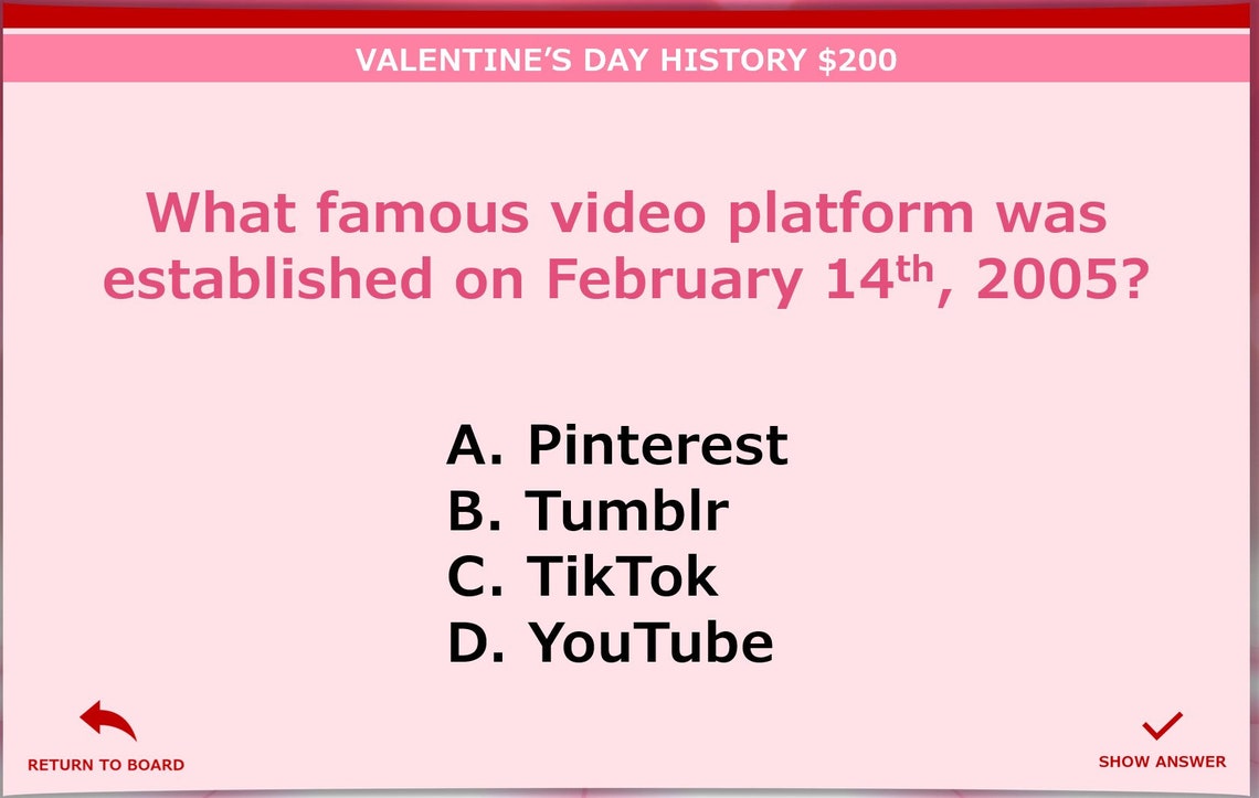 Valentine's Day Trivia Jeopardy Powerpoint Game With Scoring ...