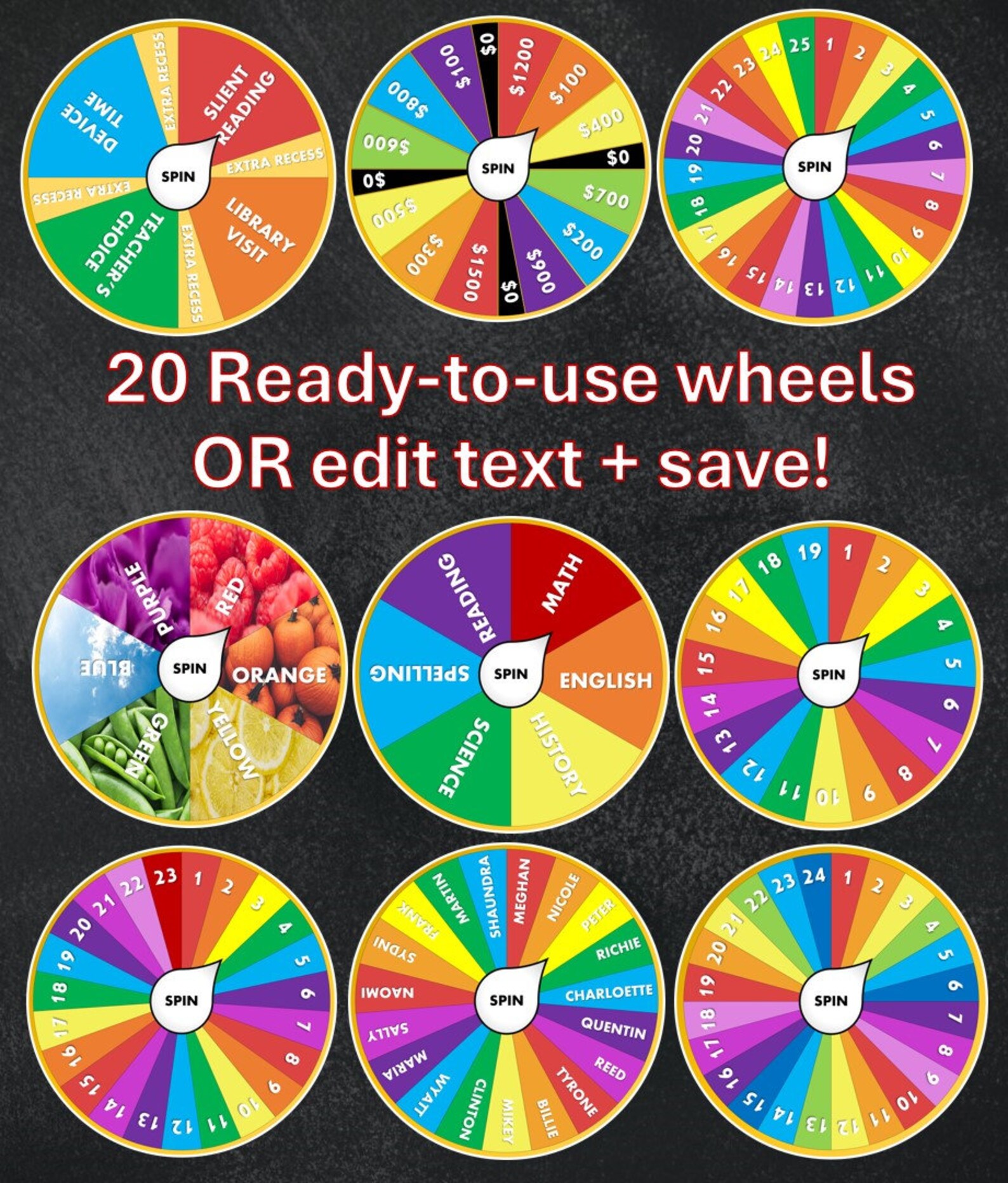Spinning Wheel Random Selector (powerpoint) - Etsy