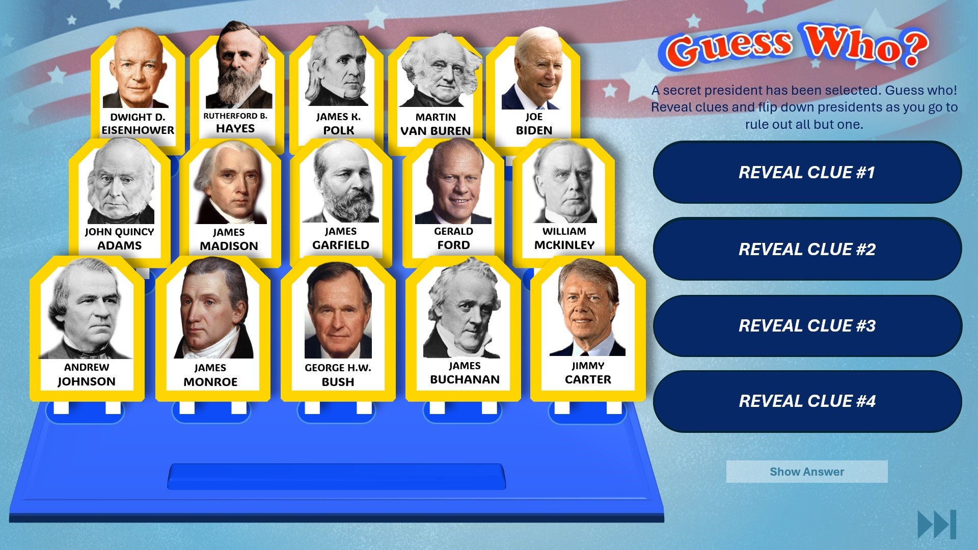 Guess Who? U.S. President Themed Interactive Digital Powerpoint Game ...