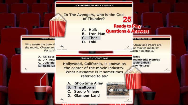 Digital Movie Trivia Jeopardy Game for Powerpoint (editable) - Etsy