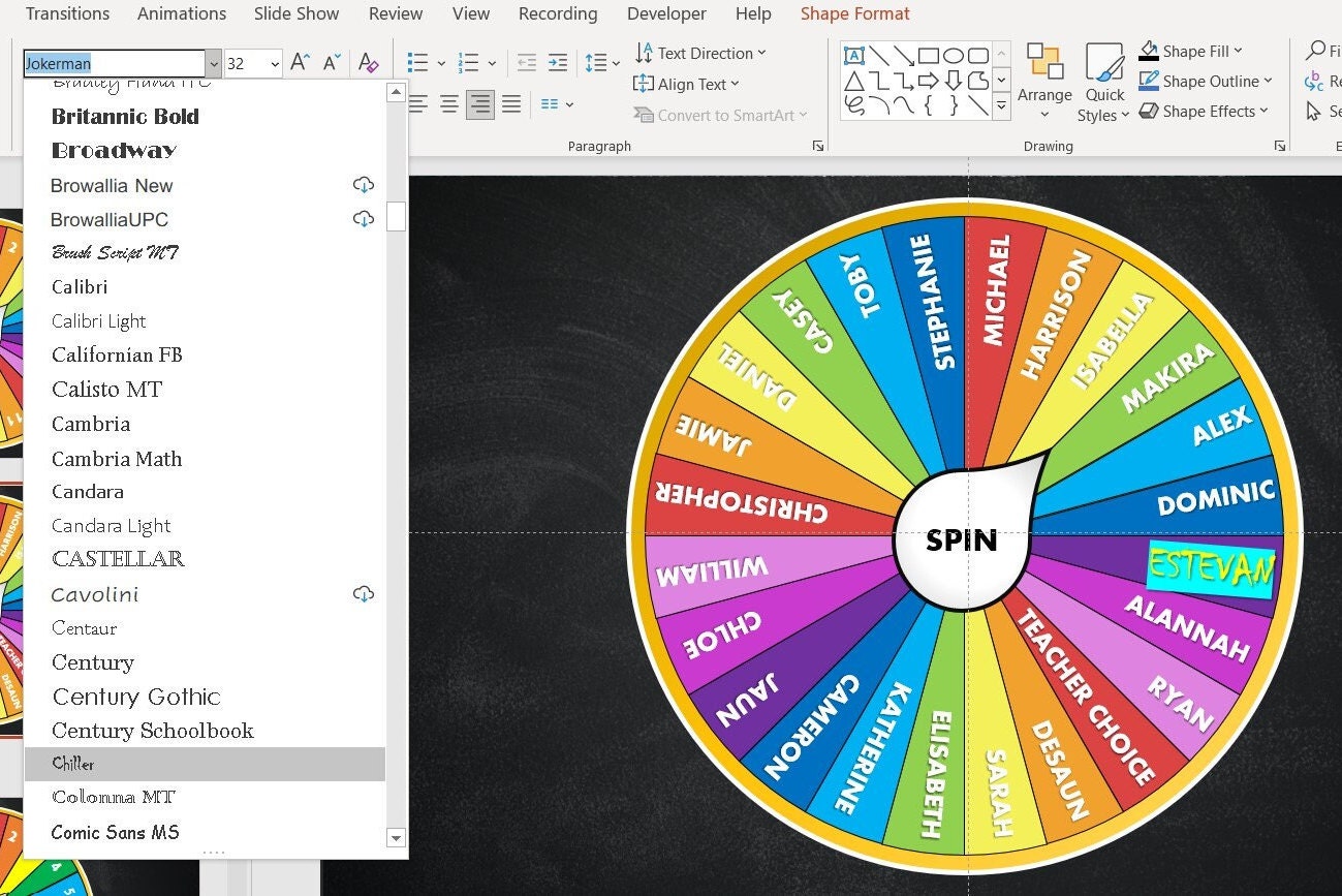 Spinning Wheel Random Selector powerpoint - Etsy