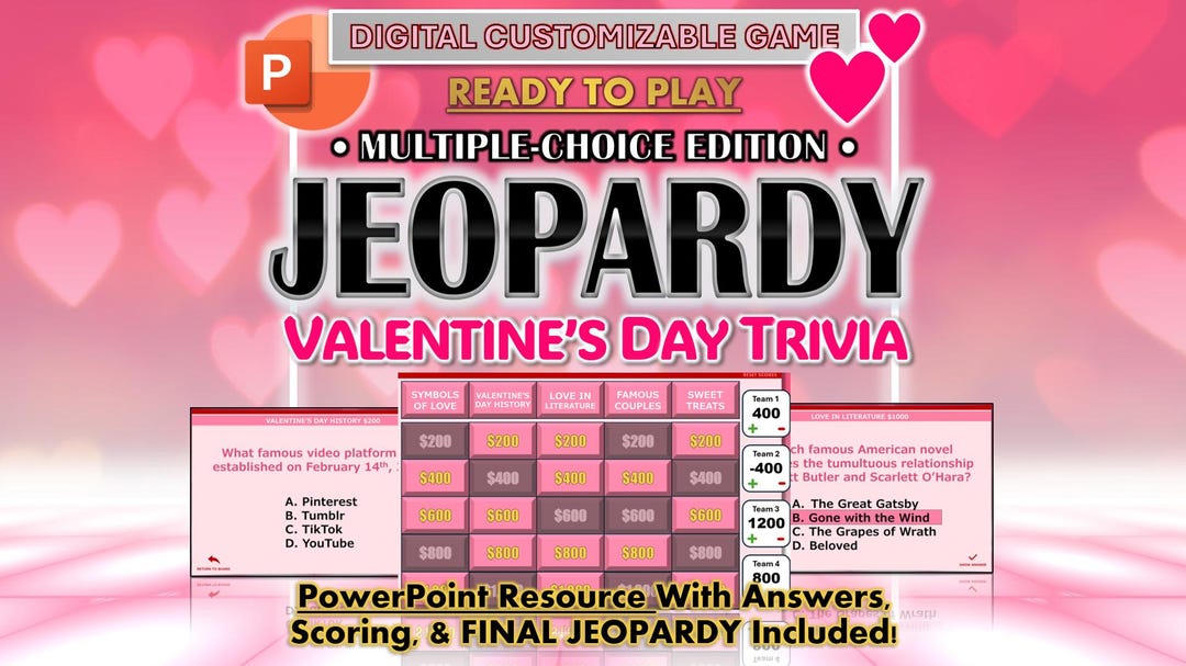 Valentine's Day Trivia - Jeopardy Powerpoint Game With Scoring ...