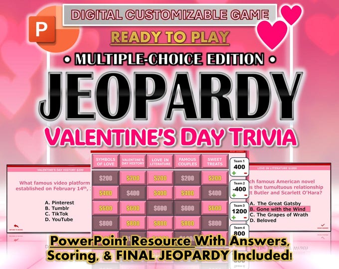 Valentine's Day Trivia - Jeopardy Powerpoint Game With Scoring ...