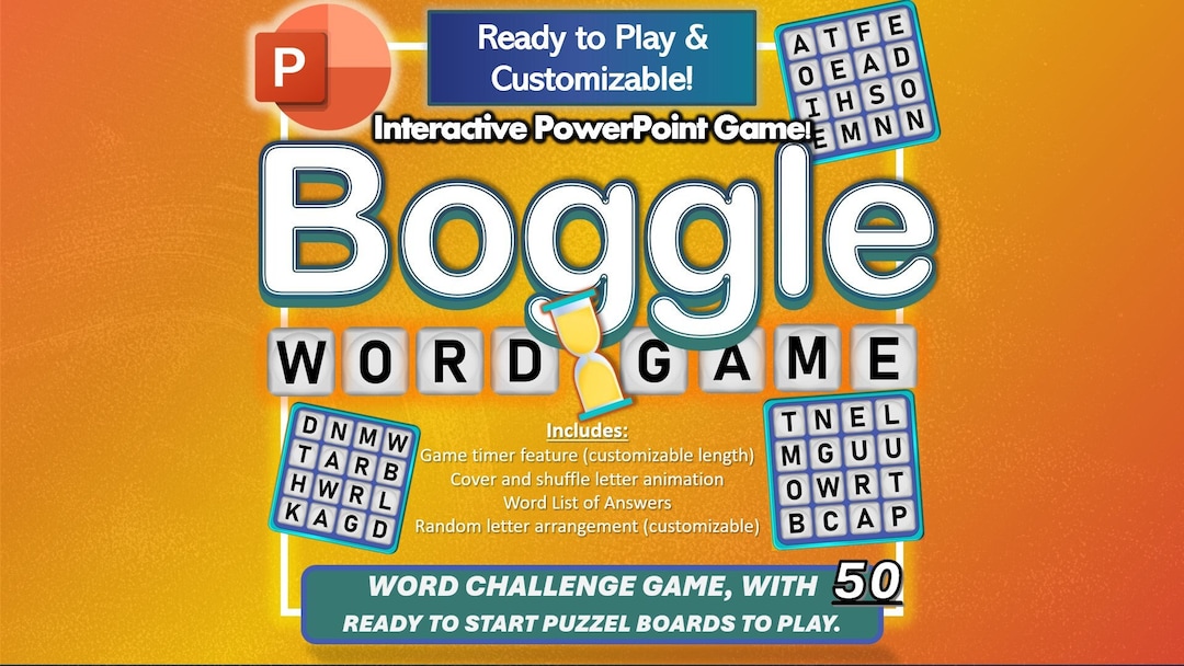 Boggle - Virtual Letter Spelling Word Game With Answers (powerpoint) - Etsy