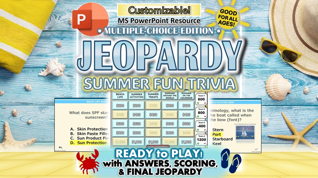Summer Fun Jeopardy Trivia - Digital Party Game, Customizable Resource ...